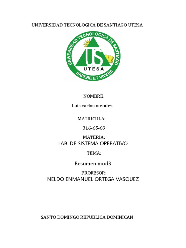 Resumen Mod3 | Descargar gratis PDF | Terminal de computadora | Almacenamiento de datos de la ...