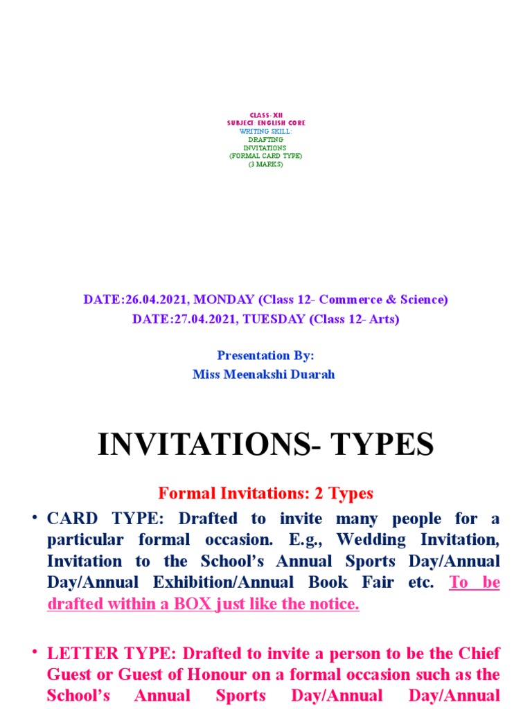 Types and Samples of Card Type Invitations | PDF