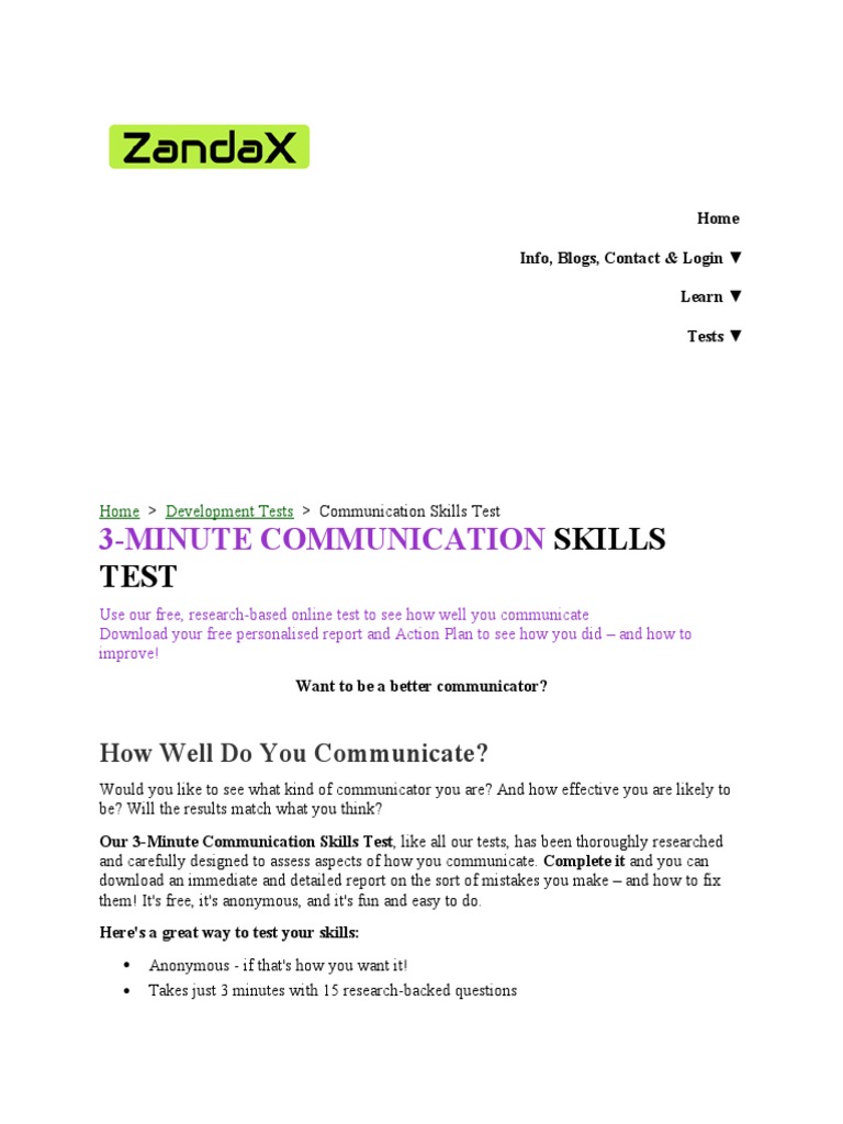 Effective Communication Skills Test | PDF | Thought | Conversation