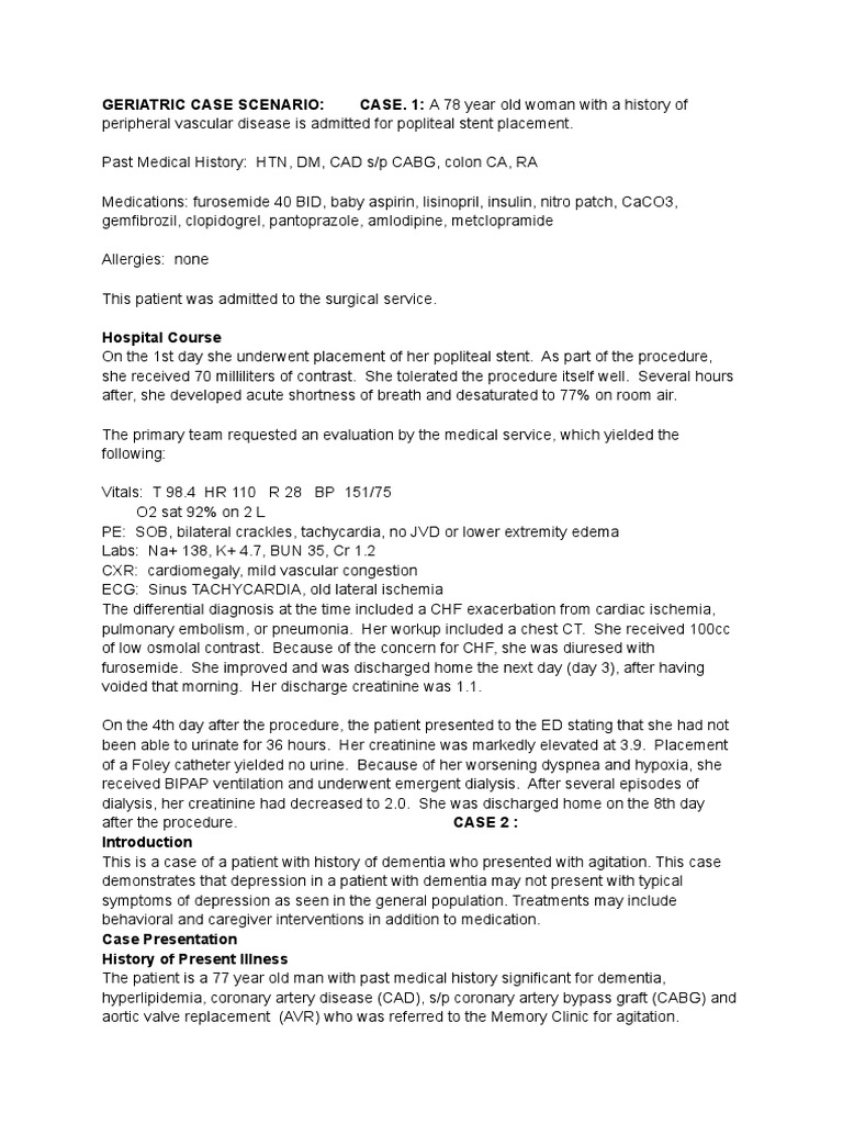 Geriatric Case Scenario | PDF | Dementia | Major Depressive Disorder