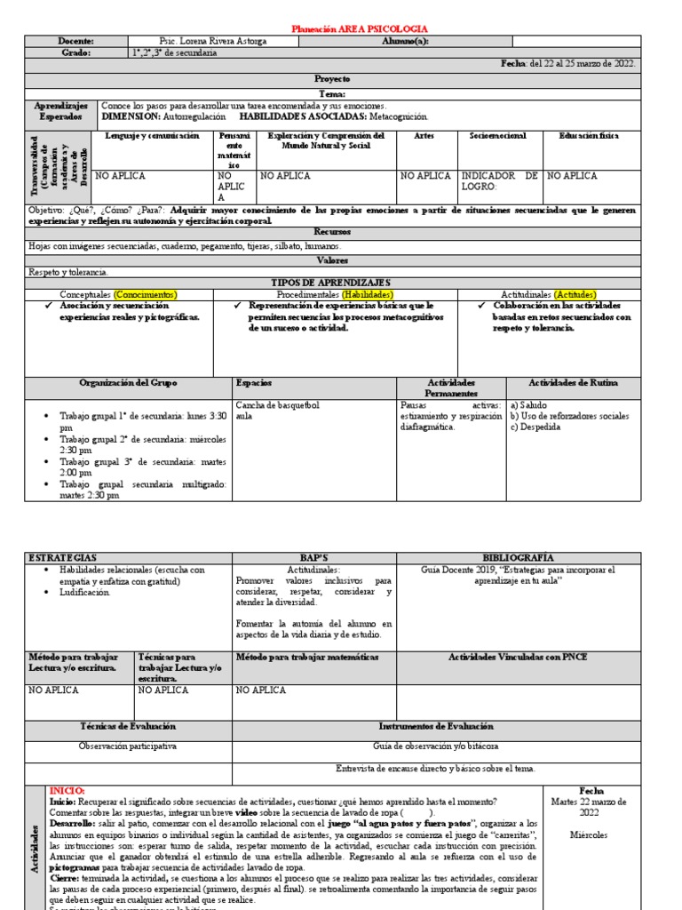 Formato Planeación CAM 21 | PDF | Evaluación | Salón de clases