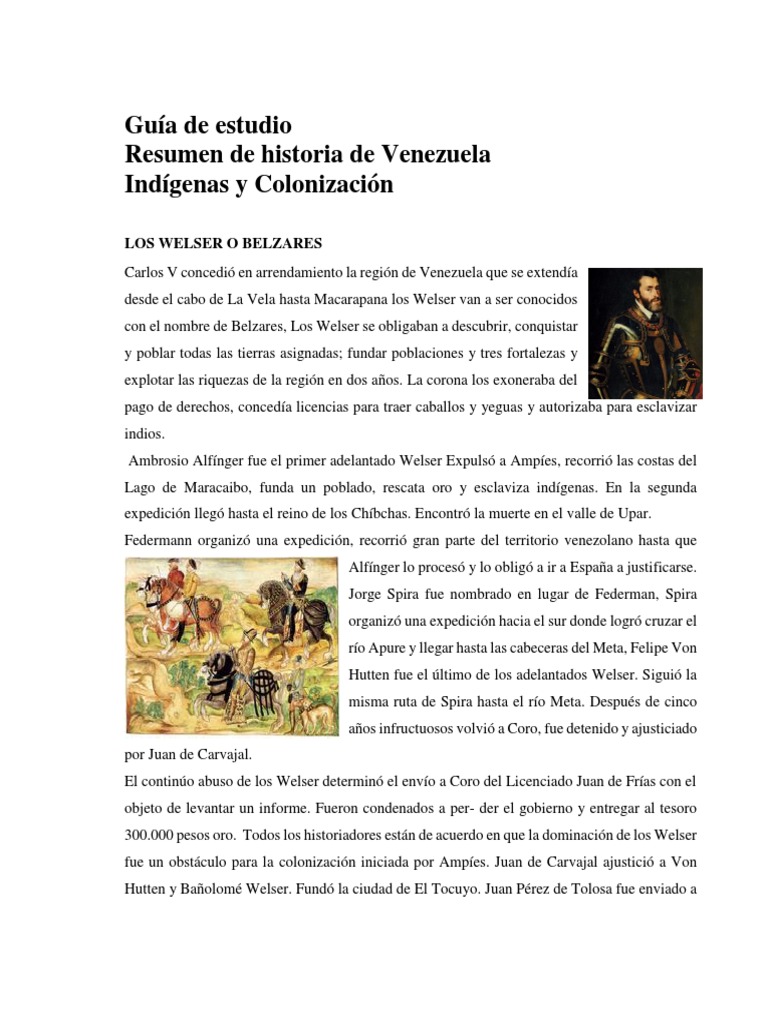 LOS WELSER O BELZARES - Conquistadores de Venezuela - Guía de Estudio G ...