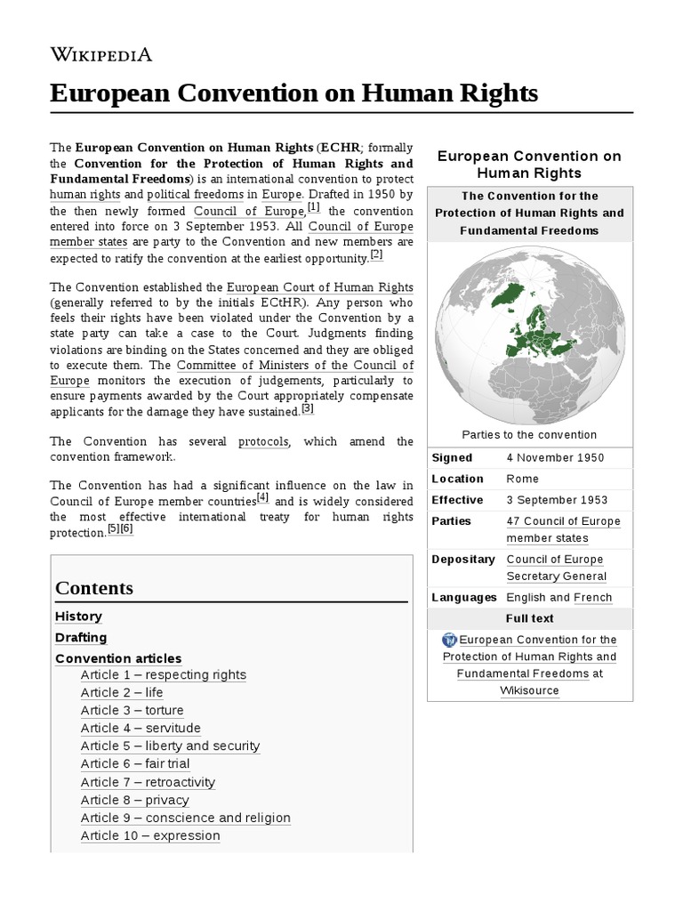 European Convention On Human Rights | PDF | European Convention On ...