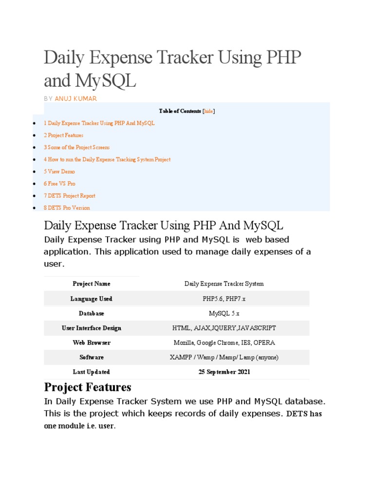 Daily Expense Tracker Using PHP and MySQL | Download Free PDF | Php | World Wide Web