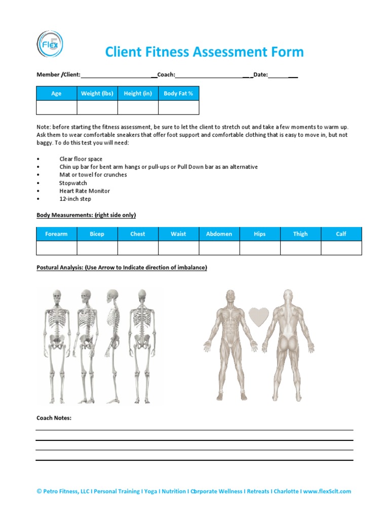 Client Fitness Assessment Form - Oct 2016 | PDF | Heart Rate | Pulse