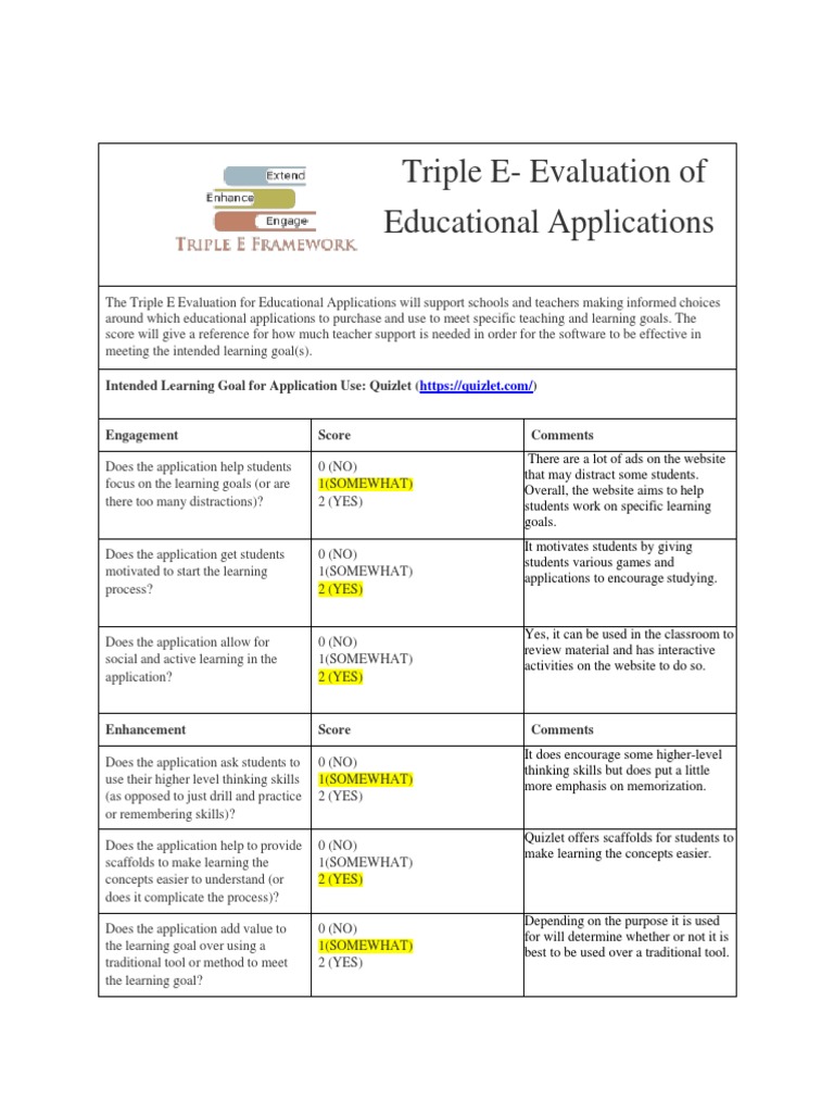 Raegan Stambaugh-Triple e Framework Rubric | PDF | Learning | Teachers