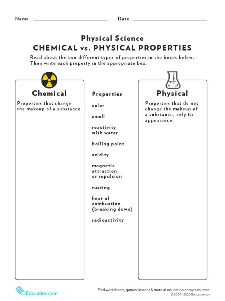 Physical Science Chemical vs. Physical Properties | PDF