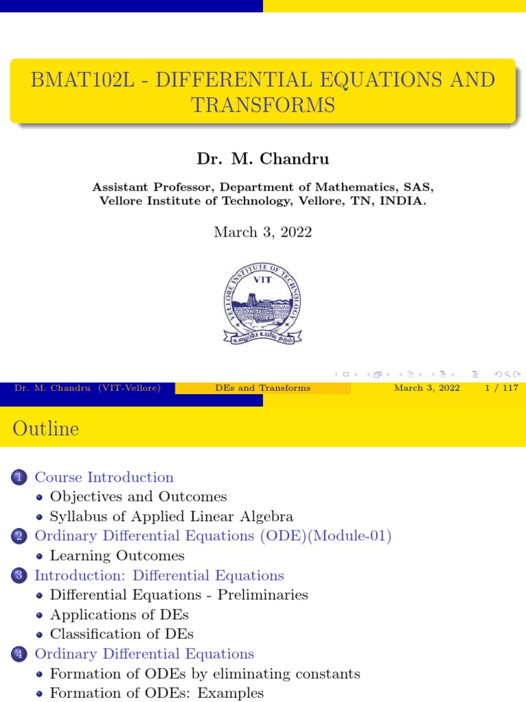 Differential Equations Course Syllabus | PDF | Ordinary Differential ...