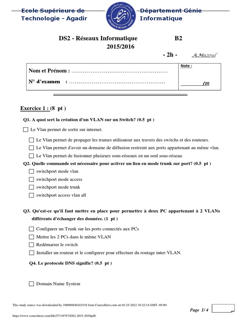 DS2 2015 2016 PDF | PDF | Adresse IP | Télécommunications