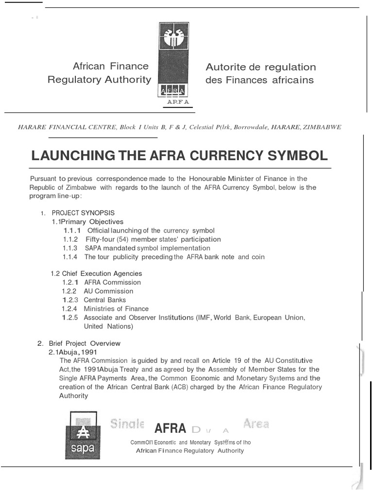 Launching The Afra Currency Symbol: African Finance Regulatory ...