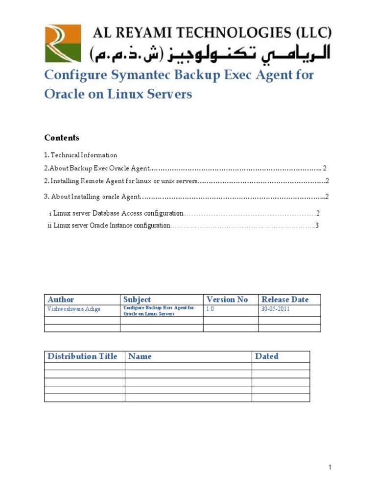 Backup Exec Agent Setup for Oracle Linux | PDF | Linux | Operating ...