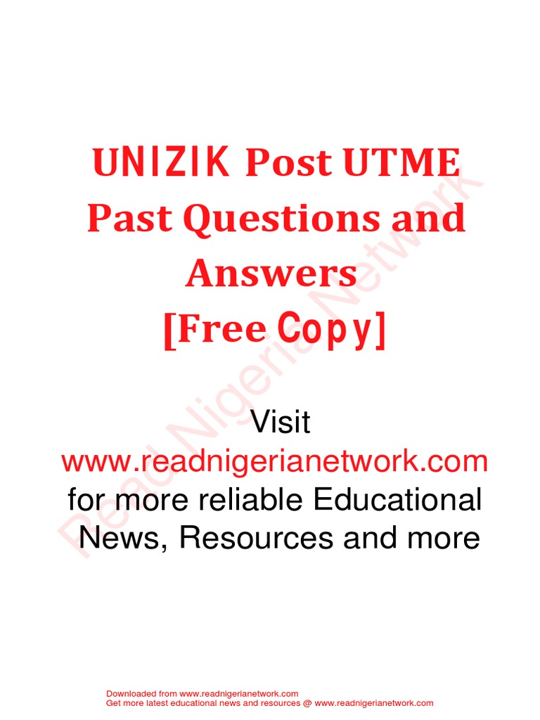 UNIZIK Post UTME Past Questions and Answers. | PDF | Glucose | Redox