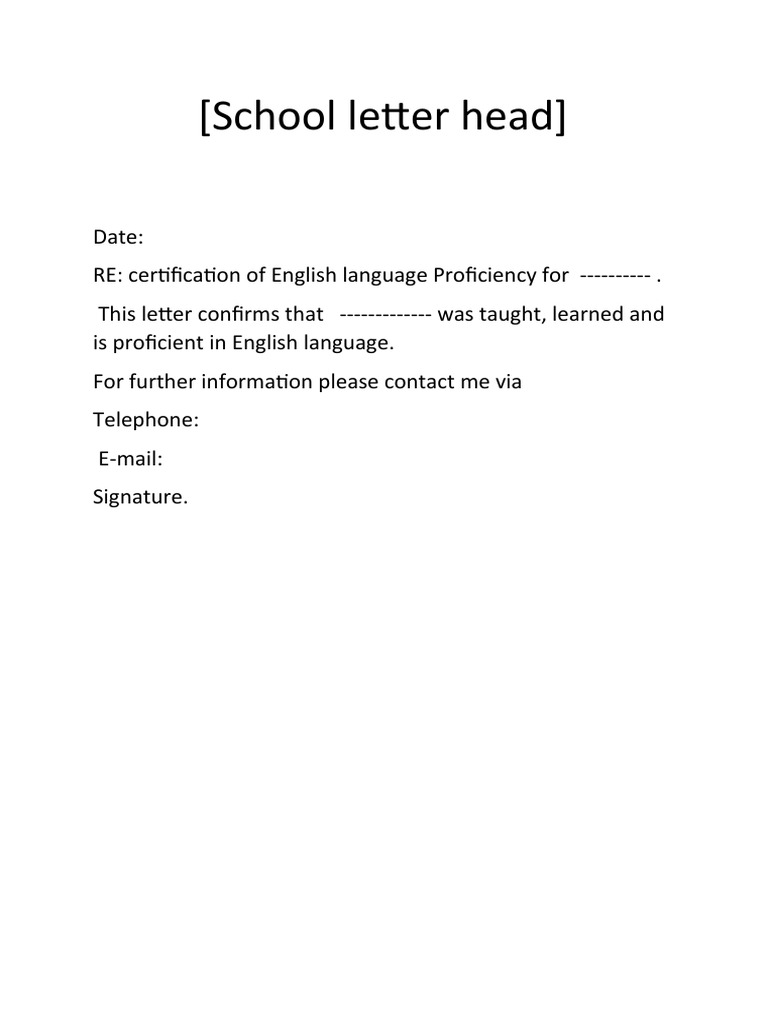 English Proficiency Letter Sample | PDF