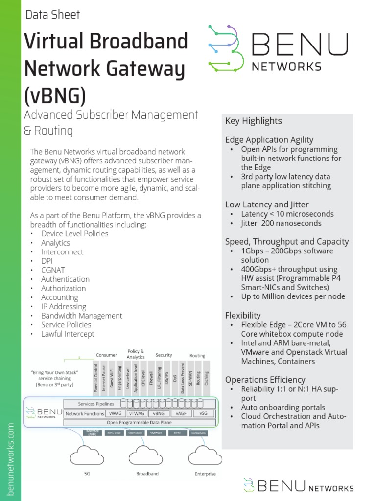Virtual Broadband Network Gateway (VBNG) : Key Highlights | PDF | Computer Network | Routing