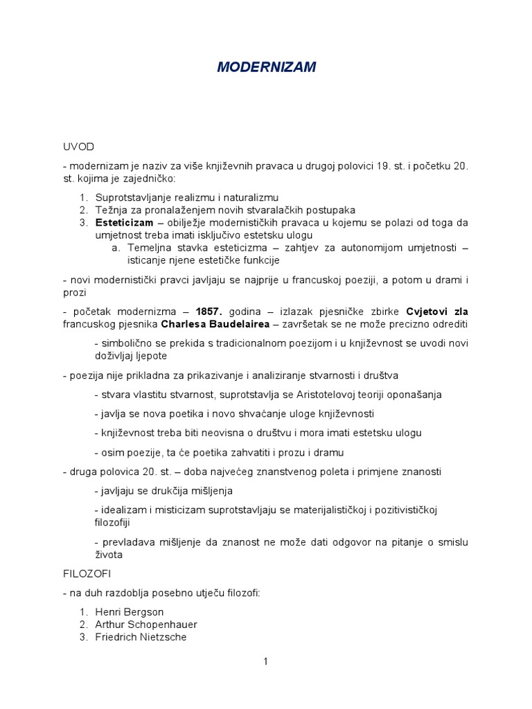 MODERNIZAM Skripta | PDF