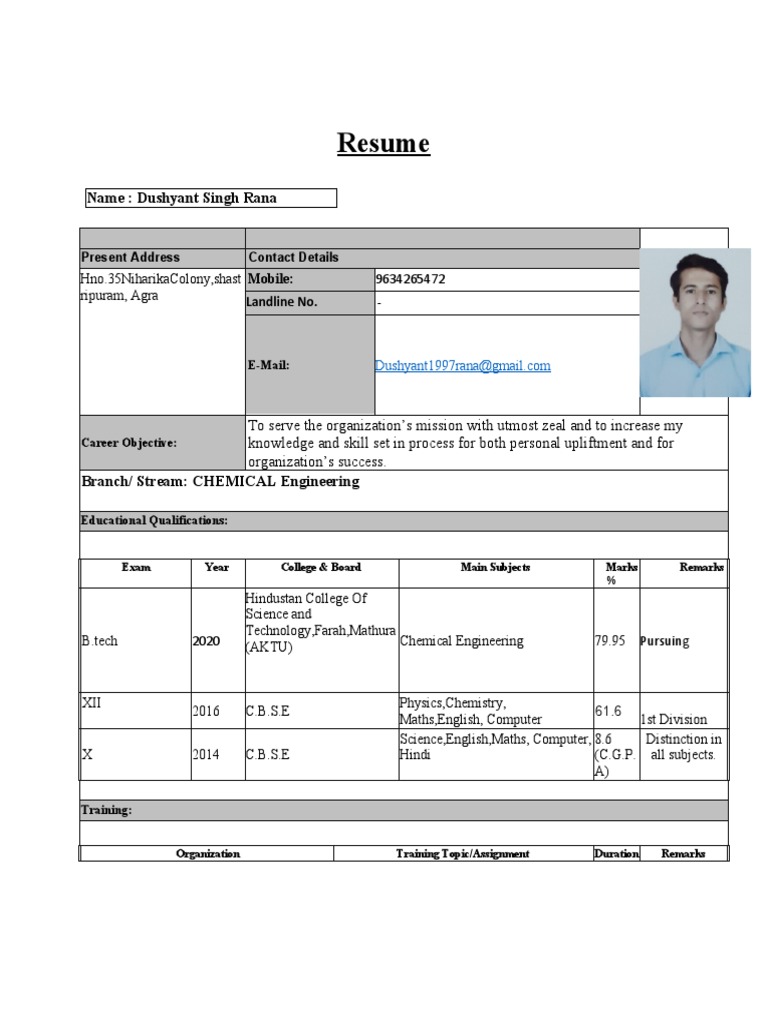 RESUME - Dushyant | PDF | Science