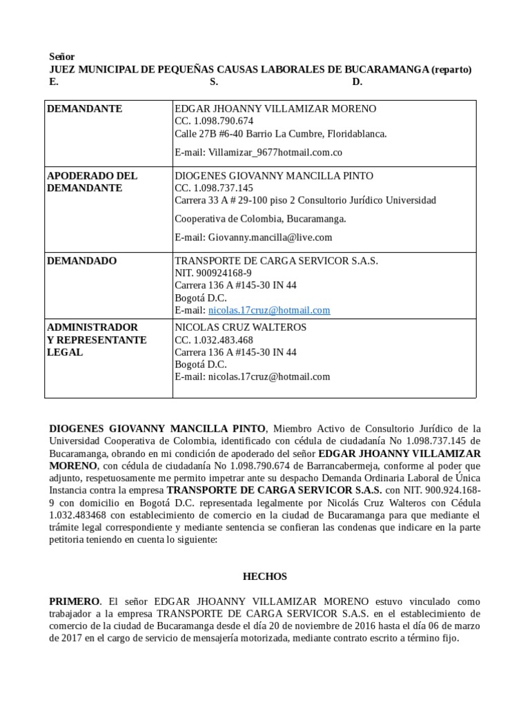 Demanda Penal | PDF | Demanda judicial | Salario
