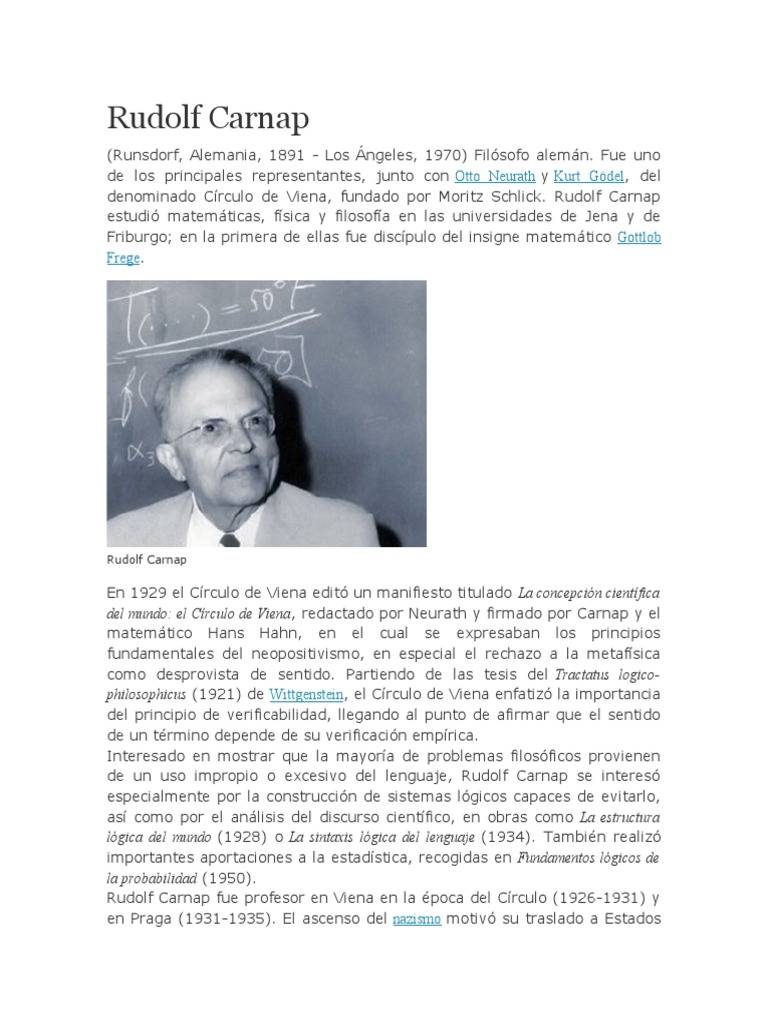 Rudolf Carnap | PDF | Ciencias sociales | Filosofía