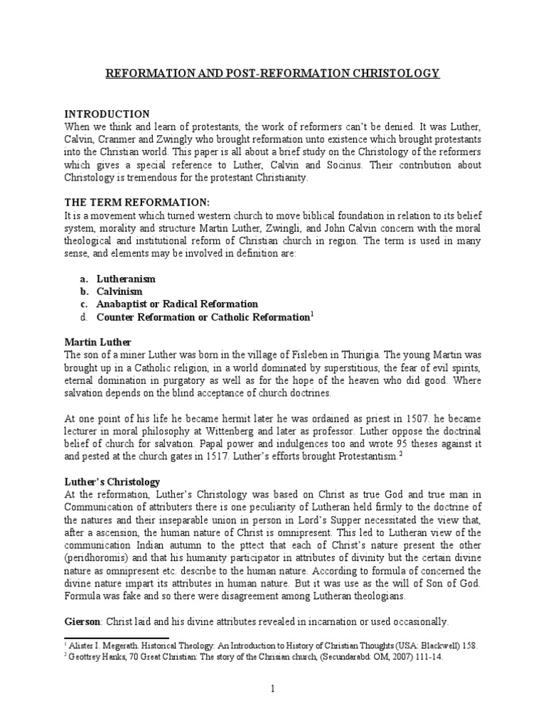 Reformation and Post-Reformation Christology | PDF | Martin Luther | Jesus
