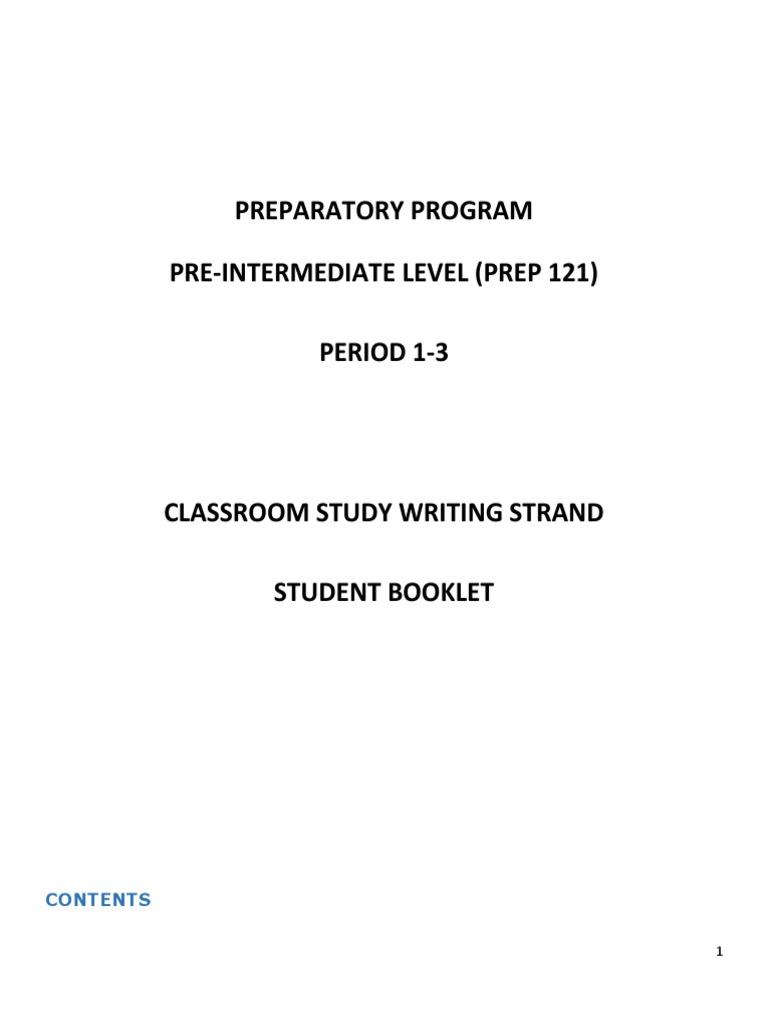 Prep 121 P1-3 Classroom Study Writing Booklet - Student | PDF ...