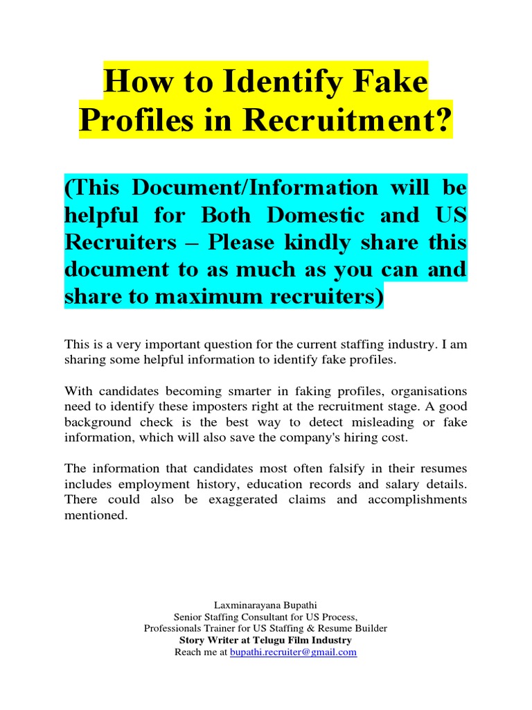 How To Identify Fake | PDF | Résumé | Employment