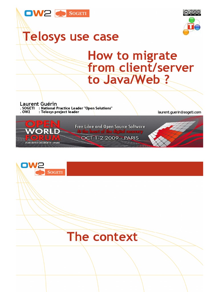 Open World Forum 2009 Migration With Telosys Pdf Web Application Application Software