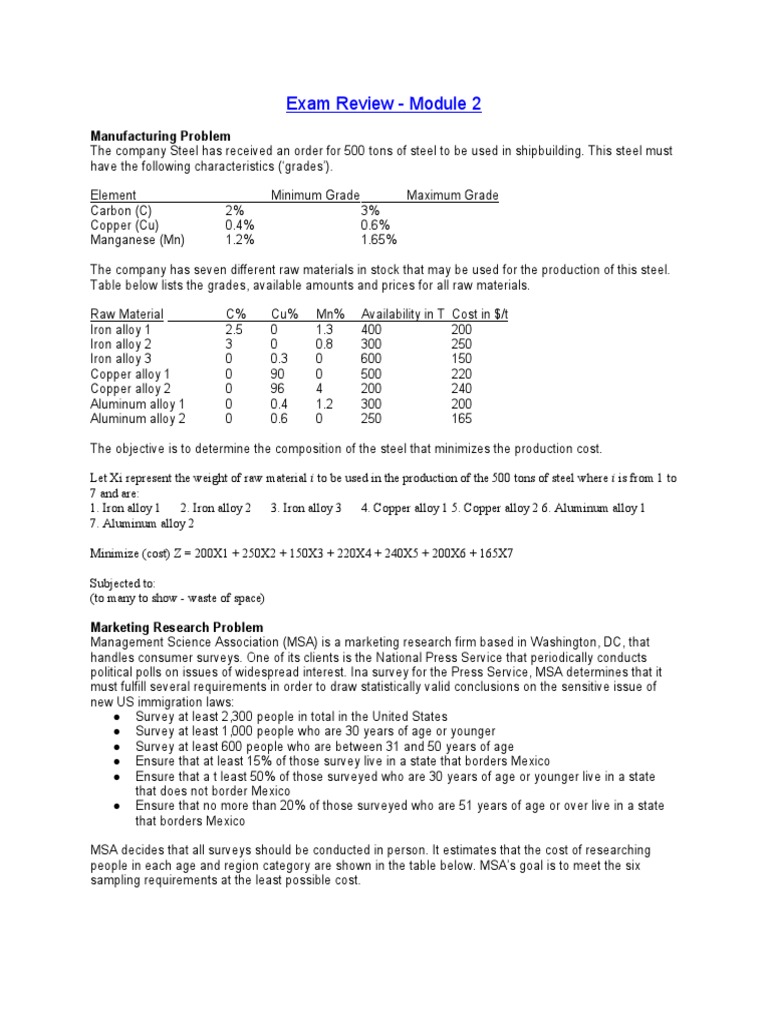 Exam Review - Module 2 | PDF | Steel | Alloy