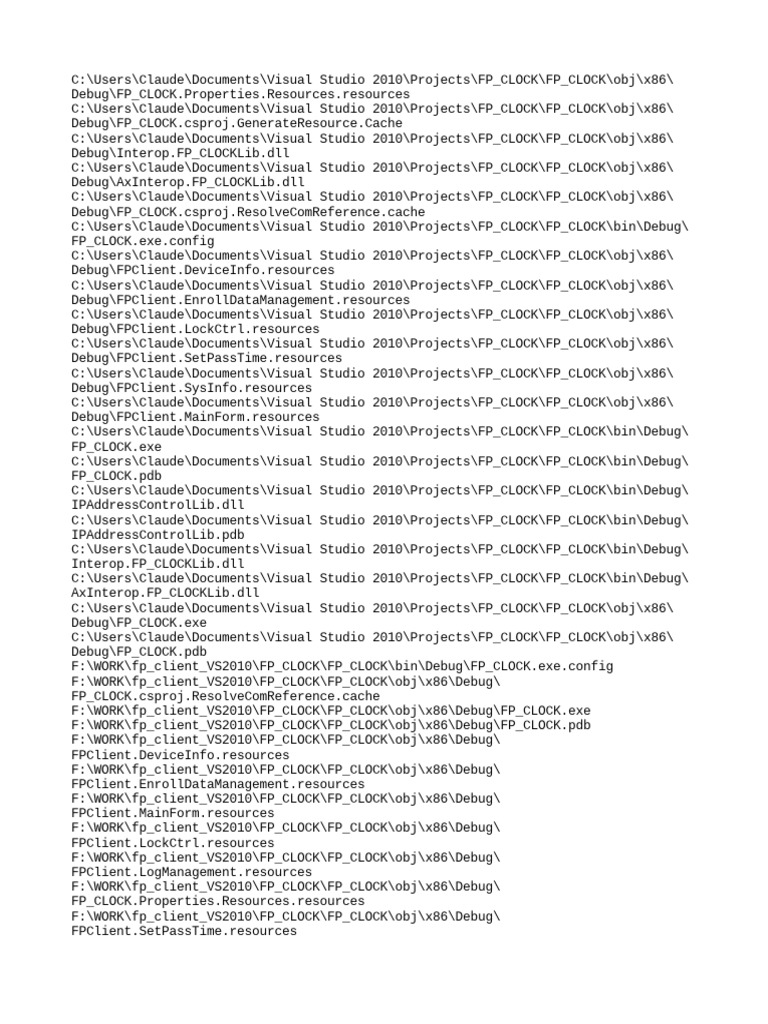 FP CLOCK - csproj.FileListAbsolute | PDF | Information Technology Management | Microsoft Windows