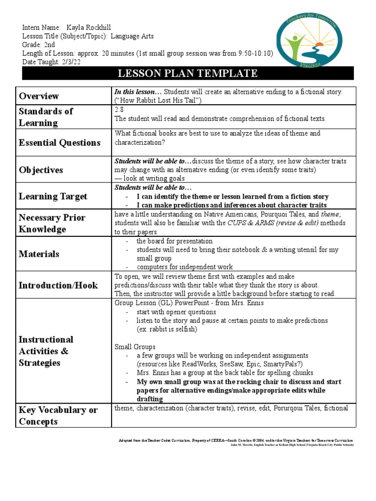 Lesson Plan - Theme Characterization 2 3 22 | PDF | Lesson Plan ...