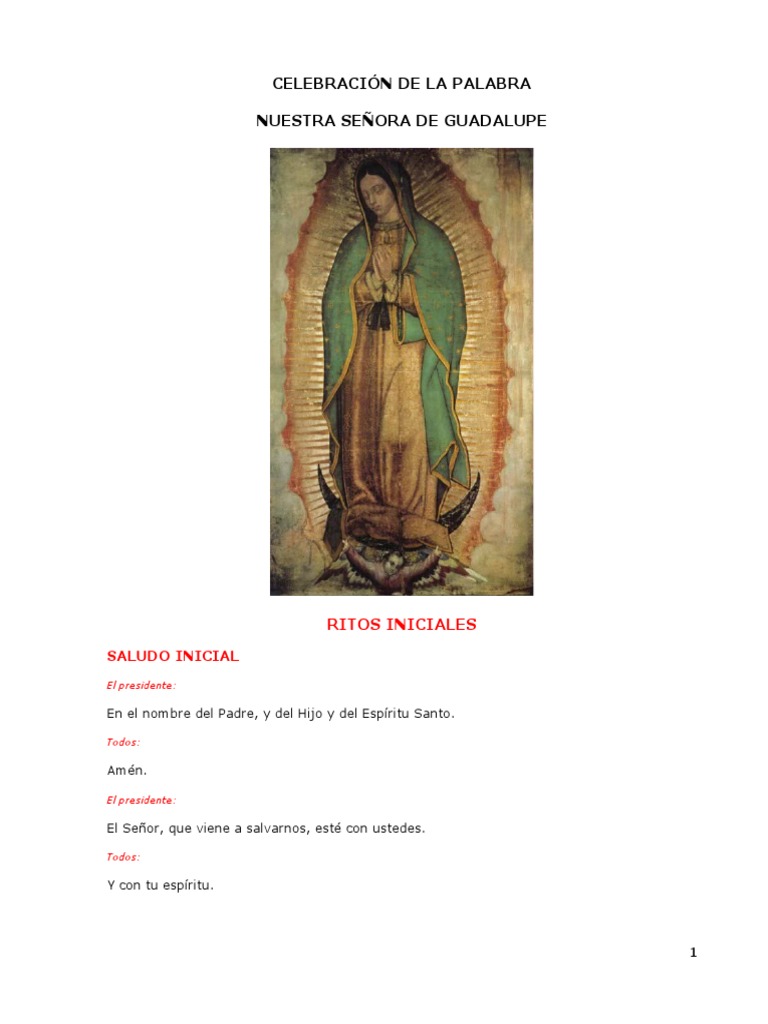 Celebración de La Palabra Virgen de Guadalupe | PDF | María, madre de ...
