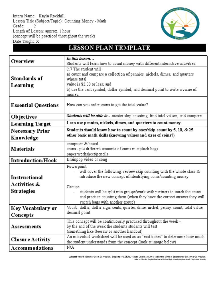 Lesson Plan - Counting Money | PDF | Curriculum | Lesson Plan