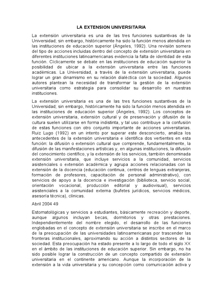 La Extension Universitaria | PDF | Institución | Universidad