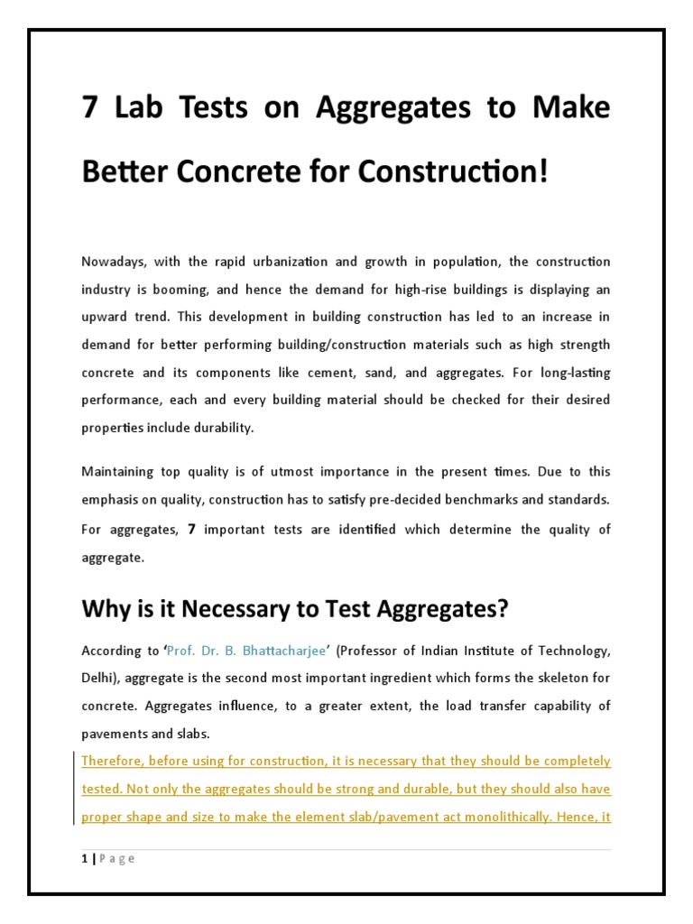 Seven Critical Laboratory Tests for Ensuring Quality Aggregates in ...