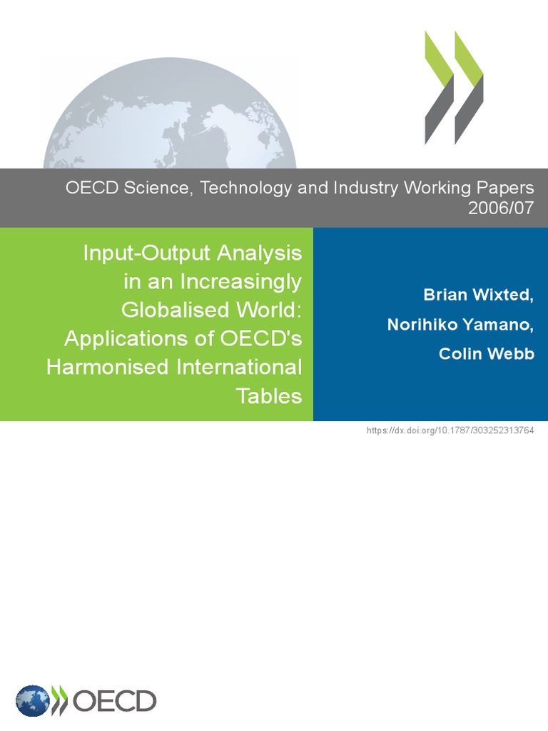 Input-Output Analysis in An Increasingly Globalised World: Applications of OECD's Harmonised ...