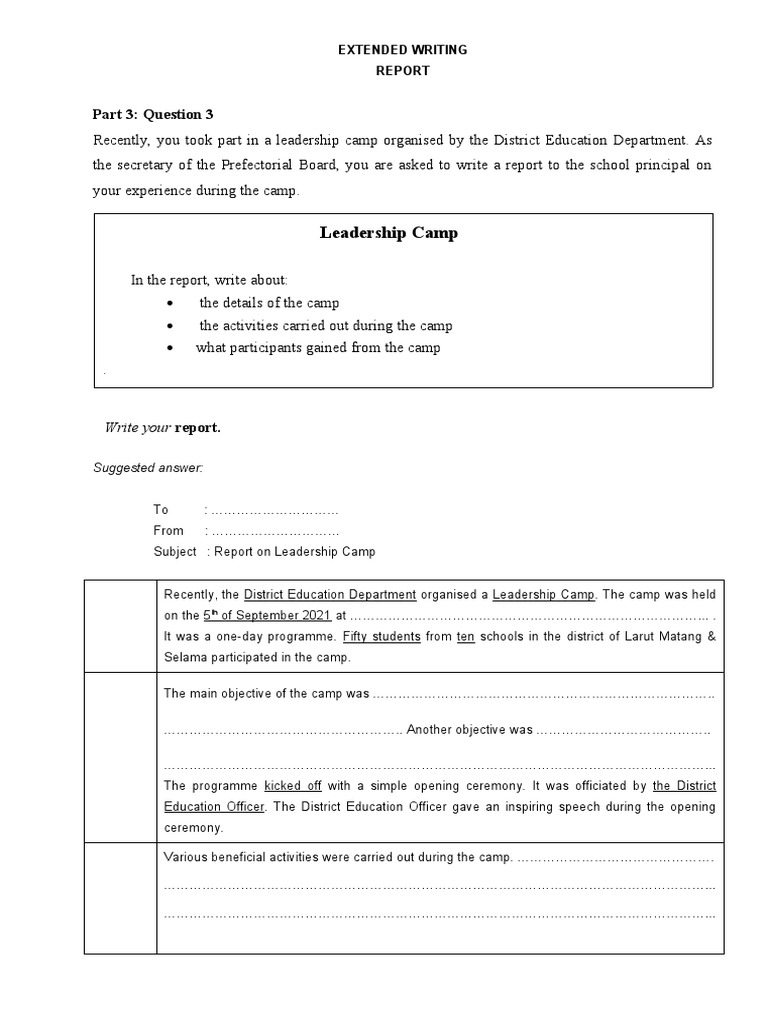 Leadership Camp: Part 3: Question 3 | PDF