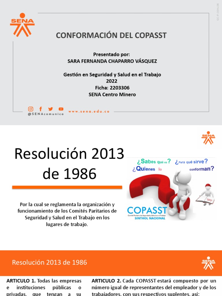 Conformación Del COPASST-Presentación | PDF | Seguridad y salud ocupacional