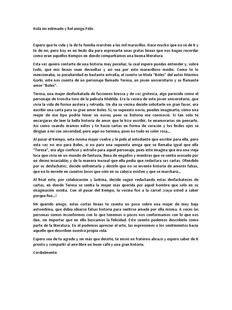 Hola Mi Estimado y Fiel Amigo Felix | PDF | Ficción general