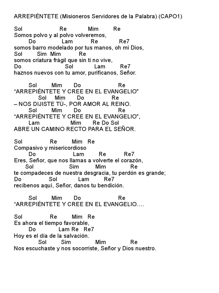 Canto para Miércoles de Ceniza - Arrepiéntete y Cree en El Evangelio ... Canto para Miércoles de Ceniza - Arrepiéntete y Cree en El Evangelio ...