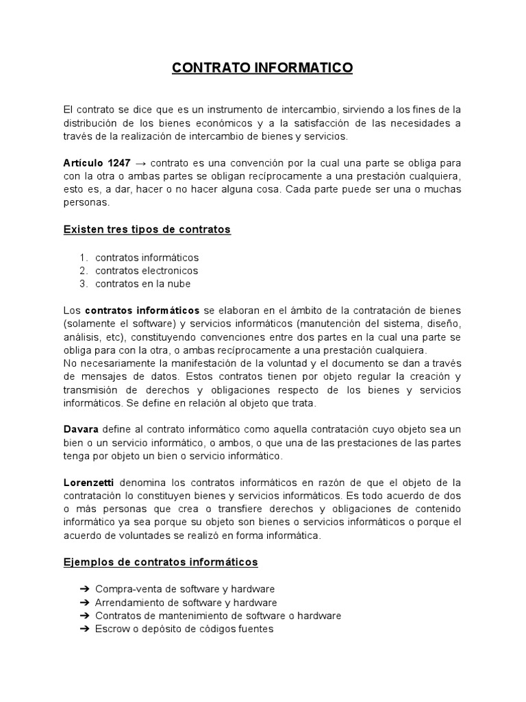Contrato Informatico | PDF | Software | Bienes