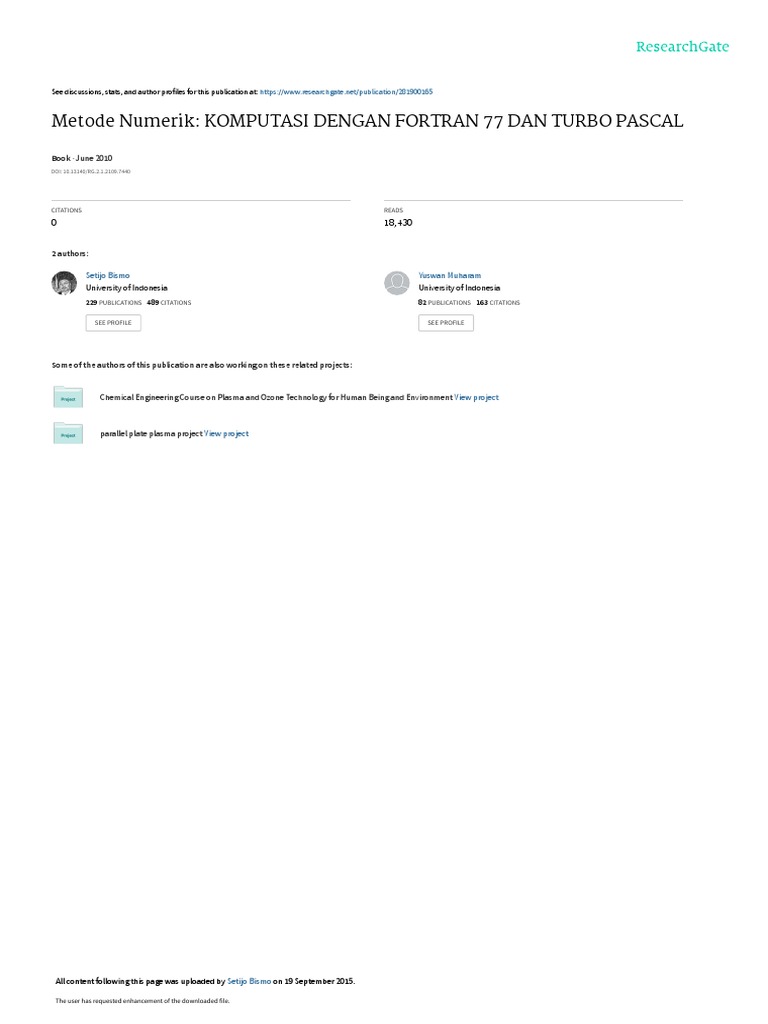 Metode Numerik Dan Komputasi Dengan Fortran Dan Pascal | PDF
