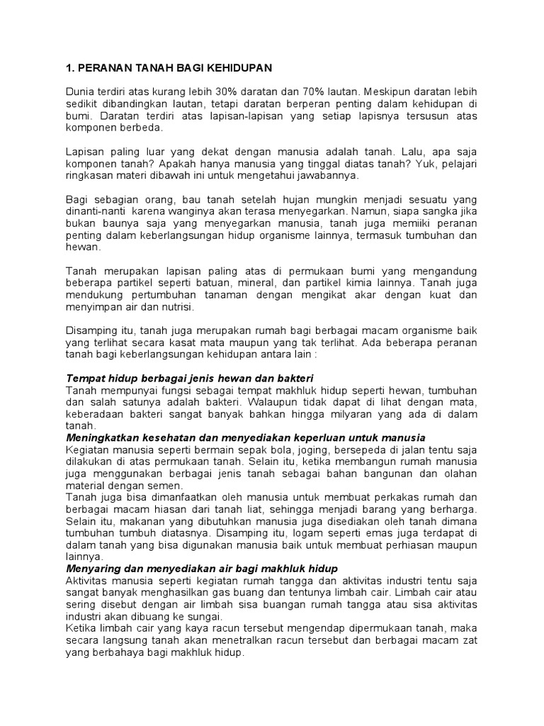 Peranan Tanah dalam Kehidupan Organisme | PDF