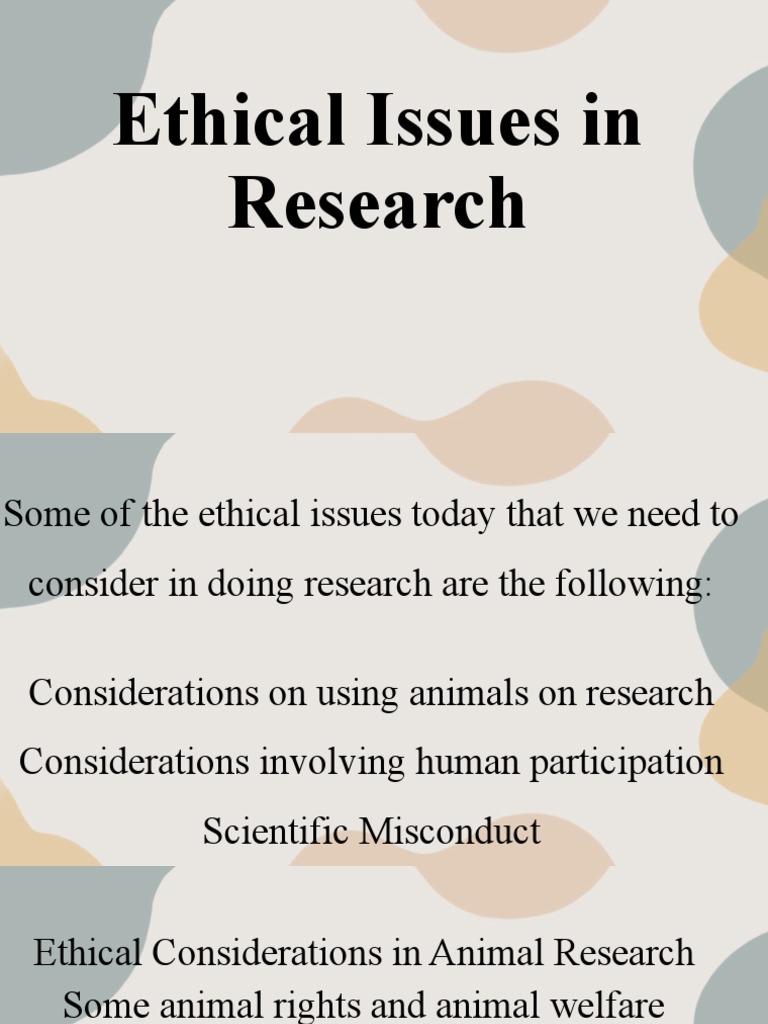 Ethical Issues in Research | PDF | Animal Welfare | Privacy