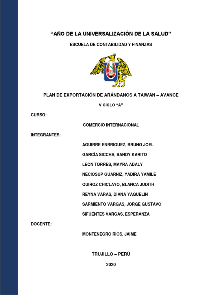 Plan de Exportaci N Ar Ndanos Avance PDF | PDF | Perú | Taiwán