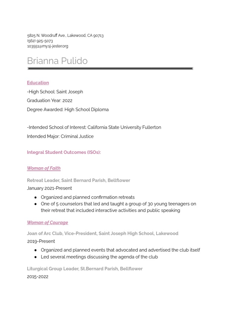 Resume-Brianna Pulido | PDF | Wellness