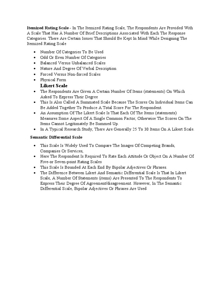 Likert Scale: Itemized Rating Scale - in The Itemized Rating Scale, The ...
