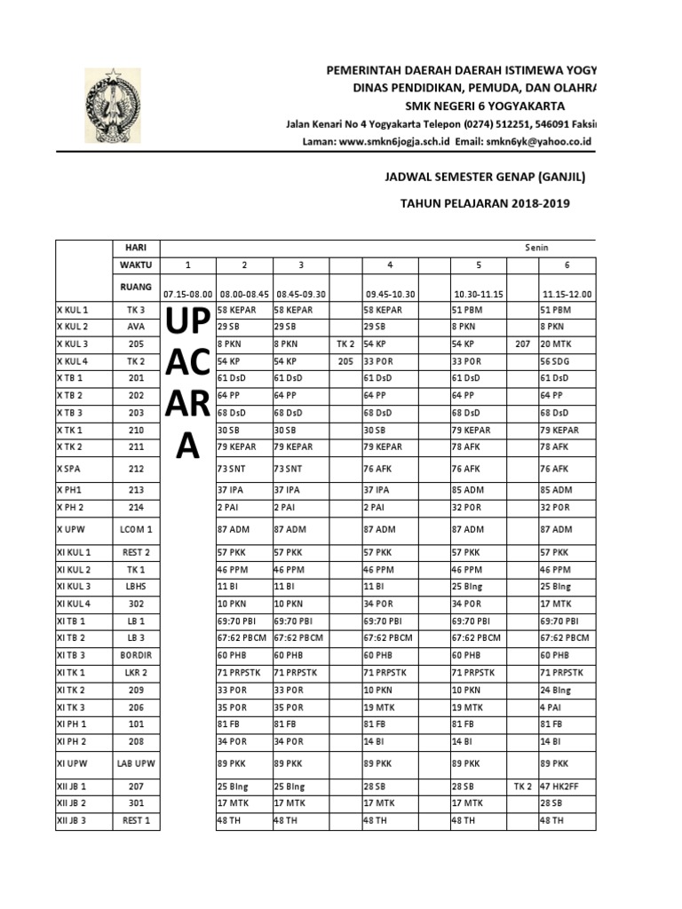 Jadwal Sem Genap Pdf