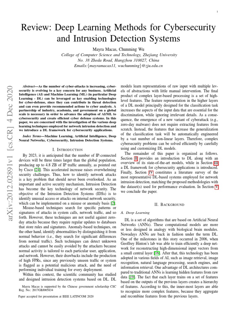 Review: Deep Learning Methods For Cybersecurity and Intrusion Detection ...