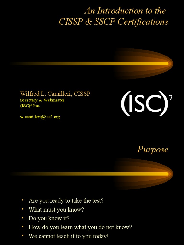 An Introduction To The CISSP & SSCP Certifications: Wilfred L ...