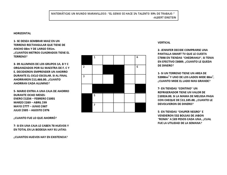 Crucigrama + Horizontales y Verticales 2 | PDF