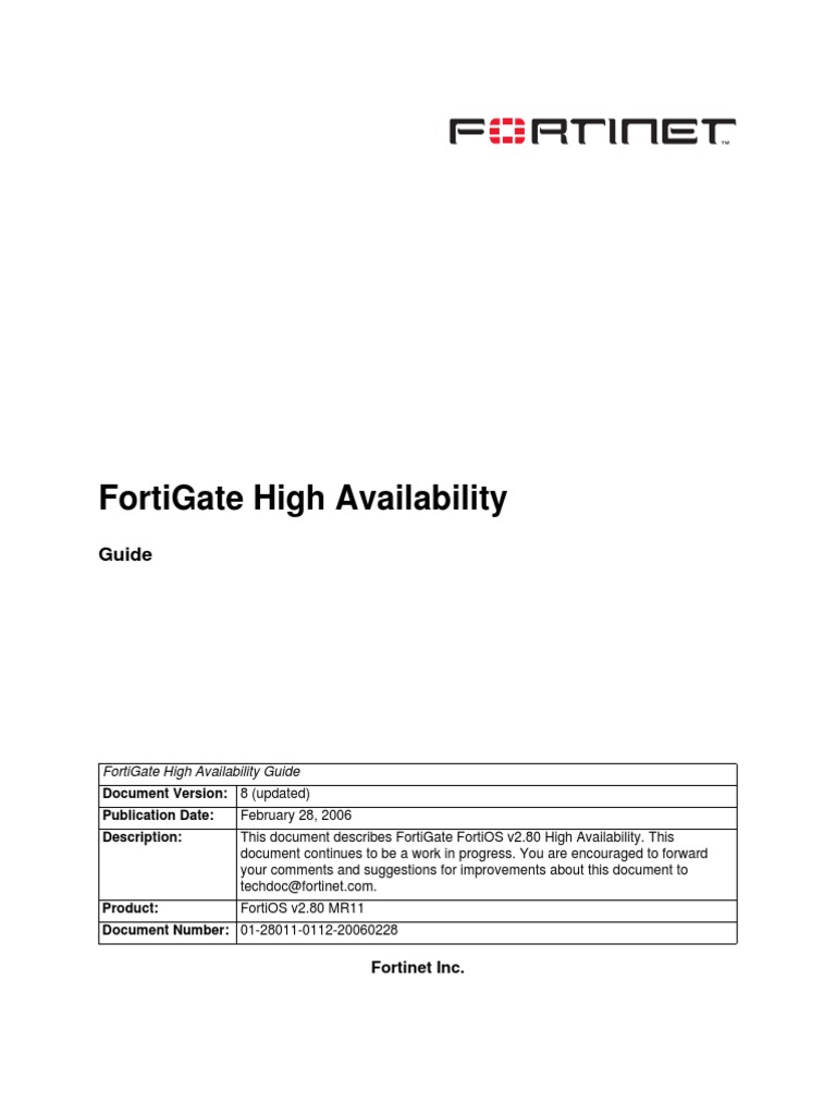 FortiGate HA Guide | PDF | Load Balancing (Computing) | Computer Cluster